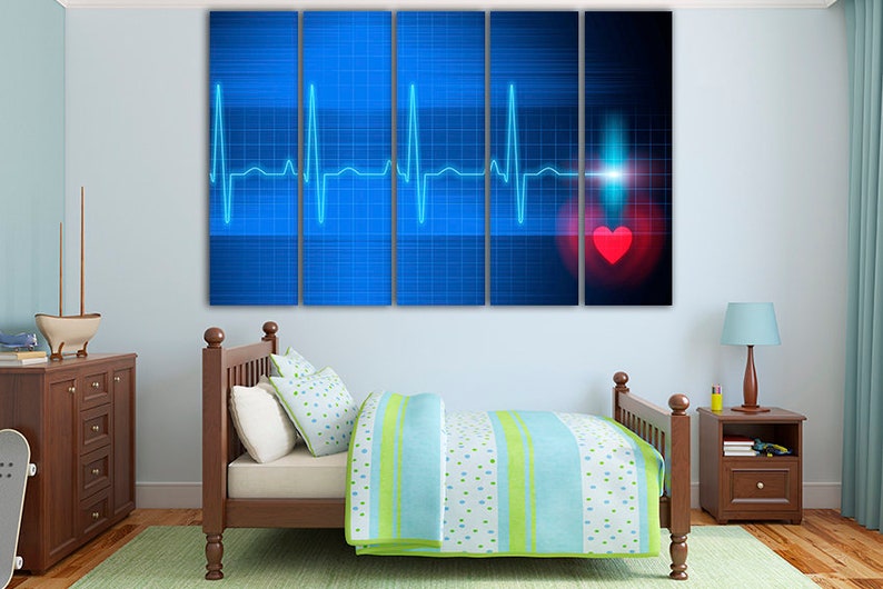 Cardiogram Heart Wall Art Canvas Science Decor Pulse Medical | Etsy