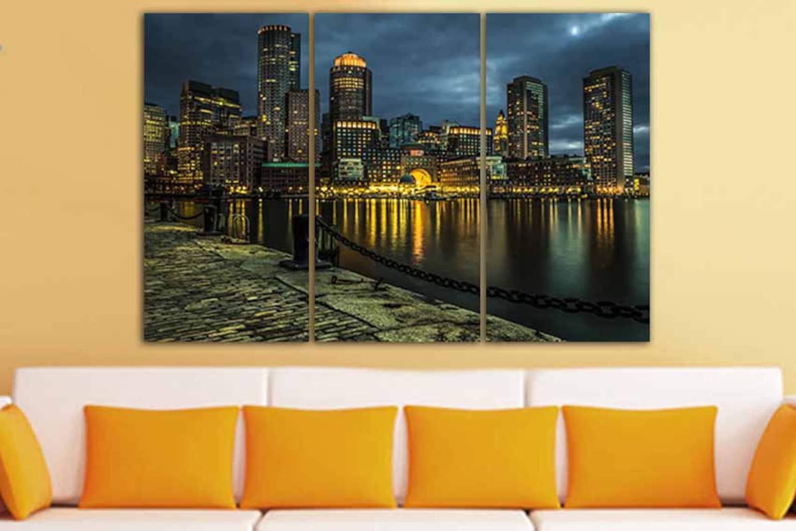 Boston Wall Art Print on Canvas Boston City Large Wall Art - Etsy