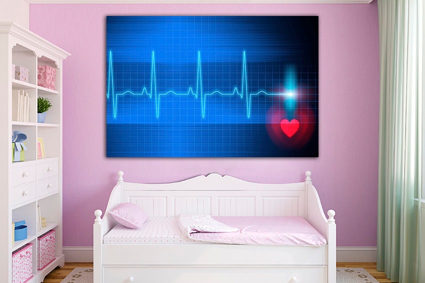 Cardiogram Heart Wall Art Canvas Science Decor Pulse Medical - Etsy