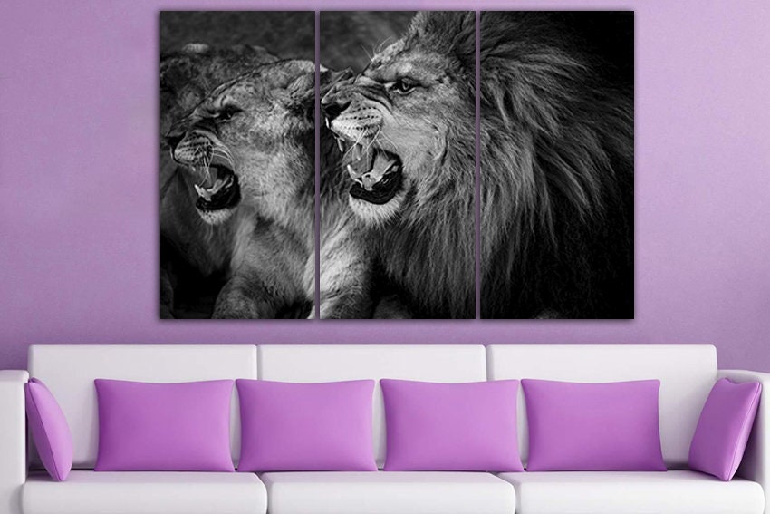 Lion canvas Lion print Lion head Lioness art Animal decor Lion | Etsy