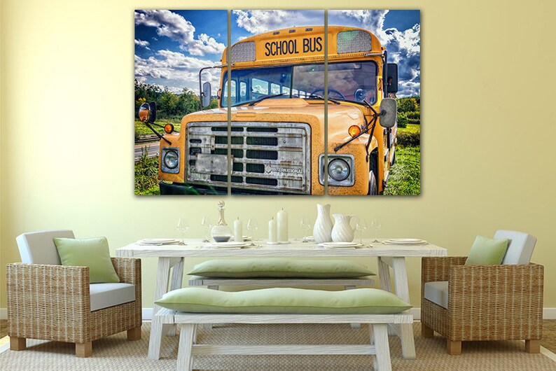 Wall Art Canvas School Bus Print School Bus Decor Bus Wall Art | Etsy