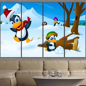 Penguins Print Penguin Canvas Arctic Penguin Nursery Decor Animal Wall ...