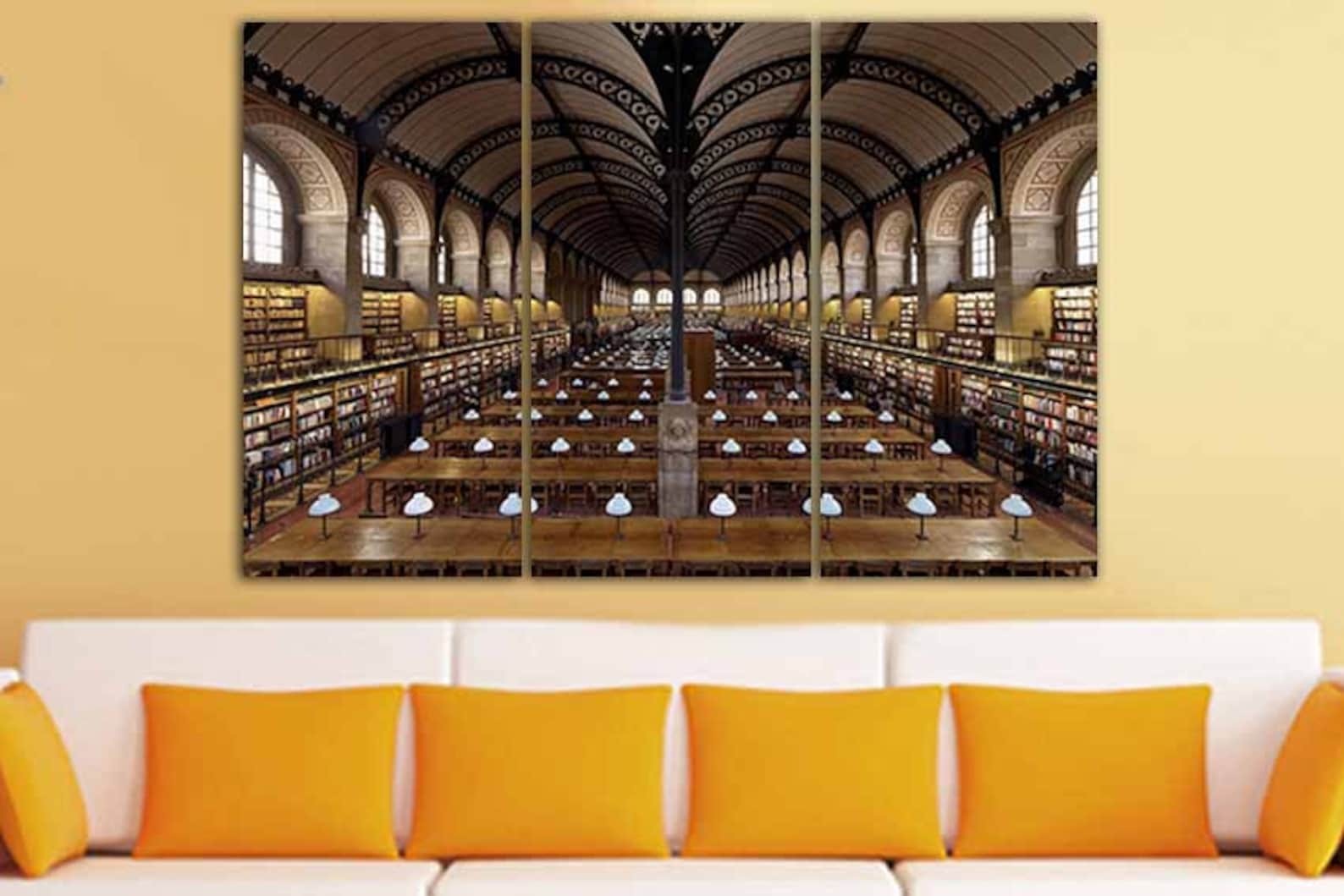 Library Canvas Set Library Wall Décor France Library Books | Etsy