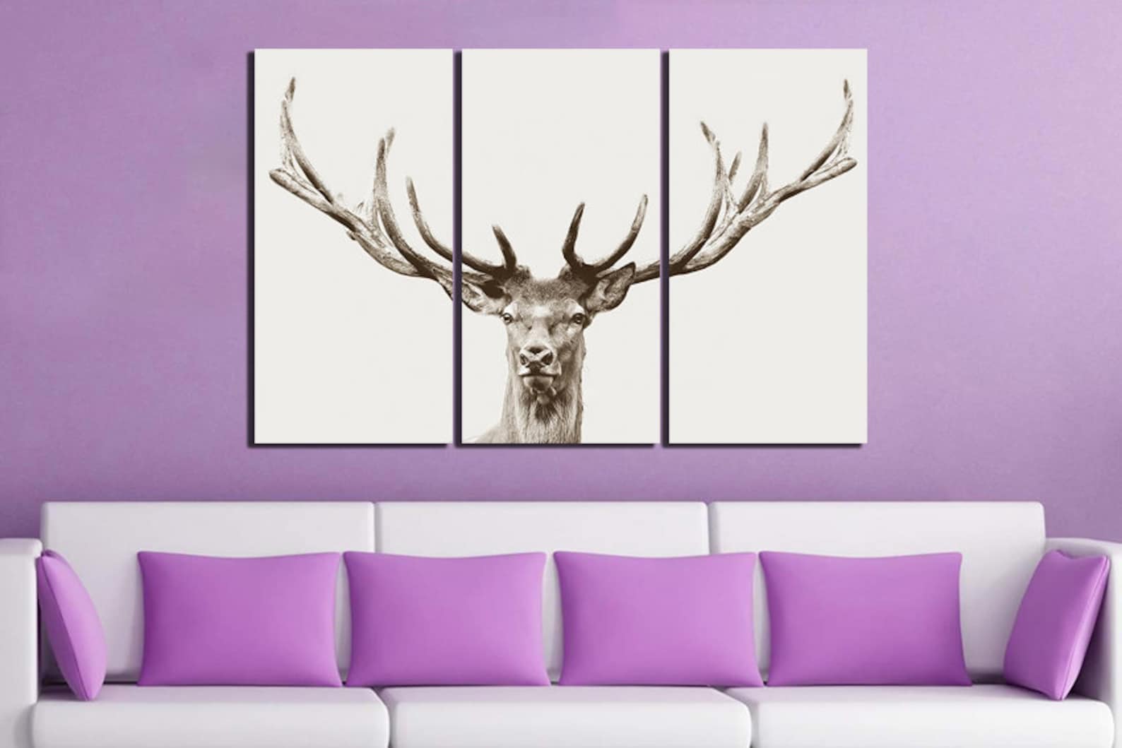 Modern Art Canvas Deer Wall Art Animal Print Forest Animal | Etsy