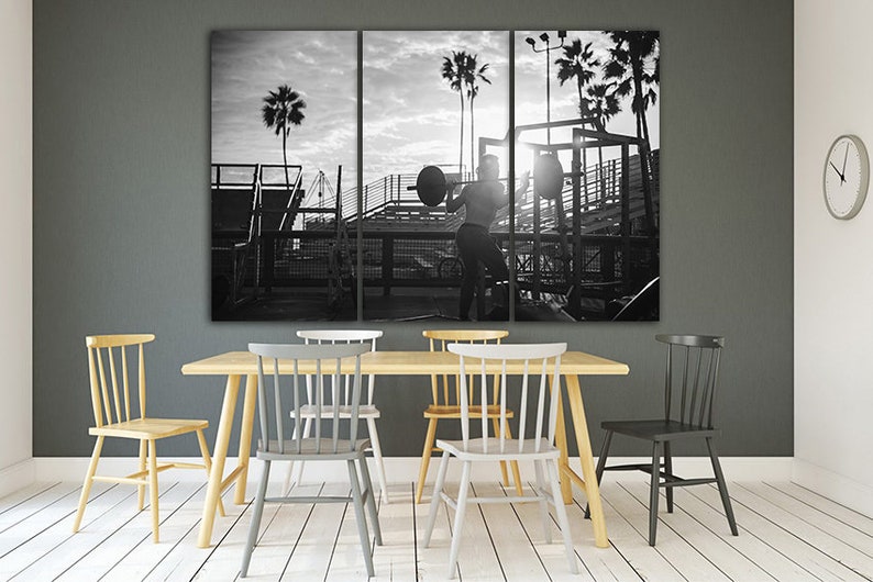 Barbell Print on canvas Crossfit wall art Sport décor Barbell | Etsy