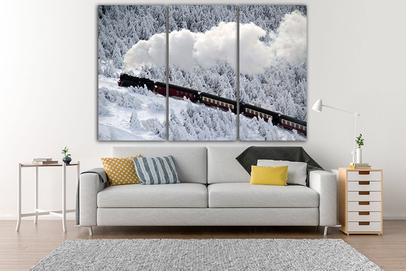 Multi panel wall art Train canvas Steam train decor Mechanism | Etsy