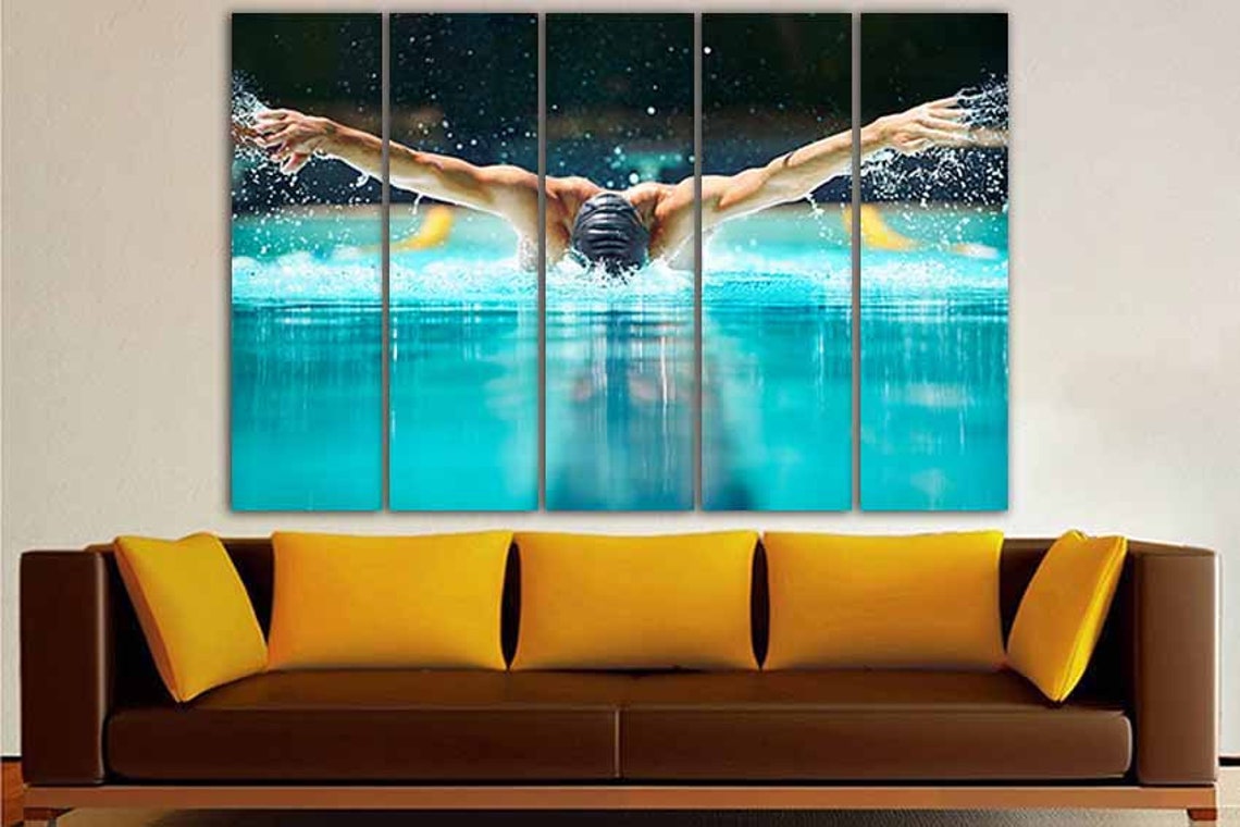 Swimming canvas Swimming print Sport decor Swimmer print | Etsy