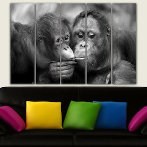 Monkey Print Monkey Canvas Monkey Wall Art Animal Decor Monkey Home ...