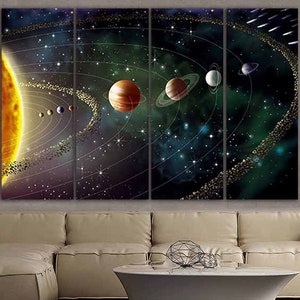 Wall Art Canvas Solar System Universe Canvas Space Wall Decor Planets ...