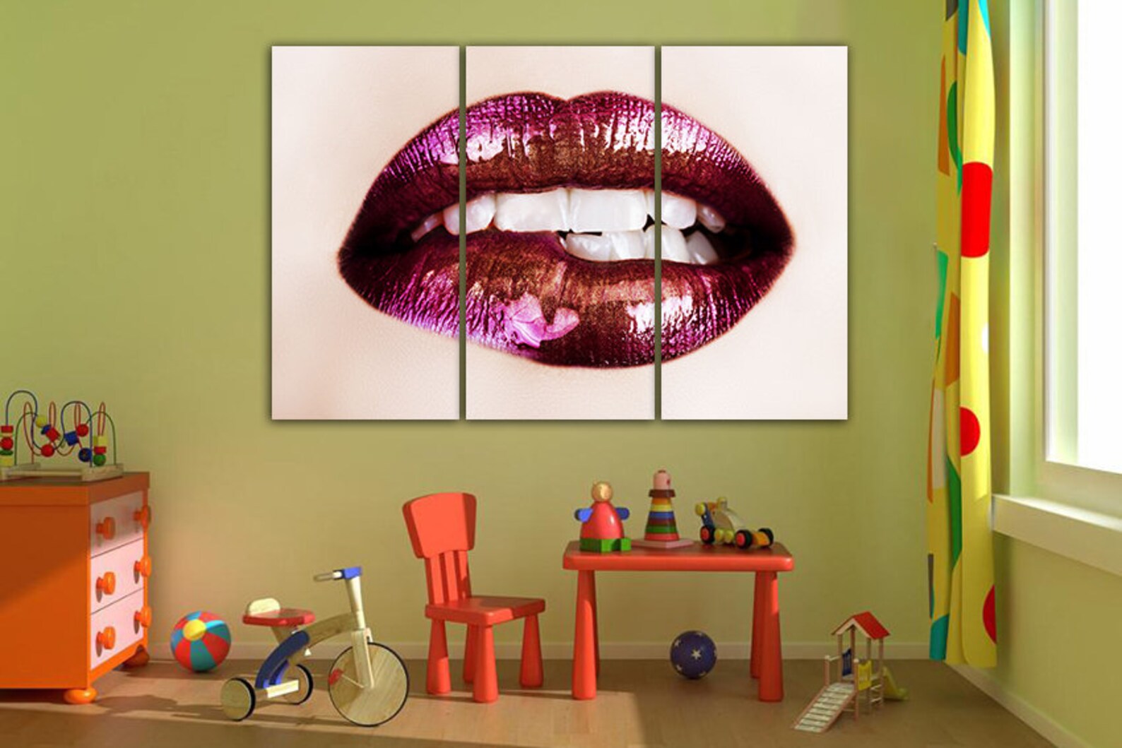 Lips Canvas Large Canvas Set Lips Wall Decor Lips Print Red | Etsy