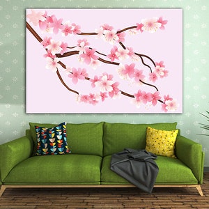 Sakura Canvas Flower Wall Decor Cherry Blossom Art Floral Décor Japan ...