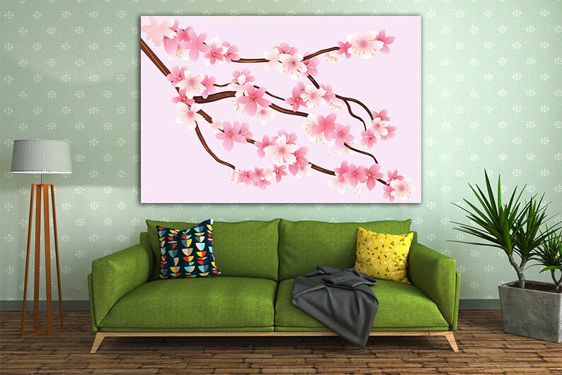 Sakura Canvas Flower Wall Decor Cherry Blossom Art Floral - Etsy