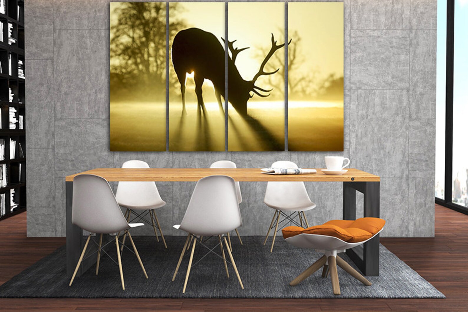Stag canvas Deer Sunset Silhouette Stag print Stag Animal | Etsy