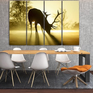 Stag Canvas Deer Sunset Silhouette Stag Print Stag Animal Decor Stag ...