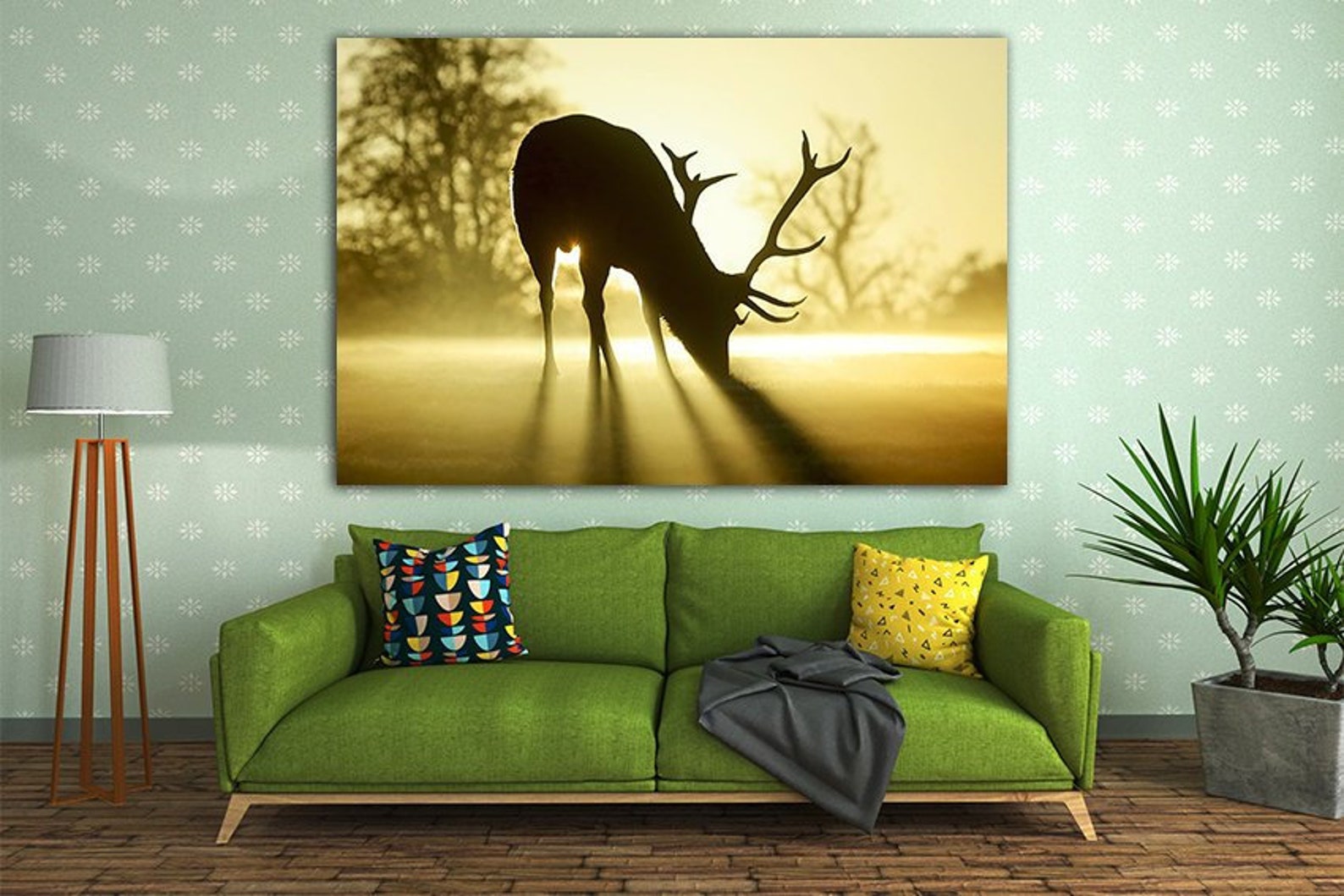 Stag canvas Deer Sunset Silhouette Stag print Stag Animal | Etsy