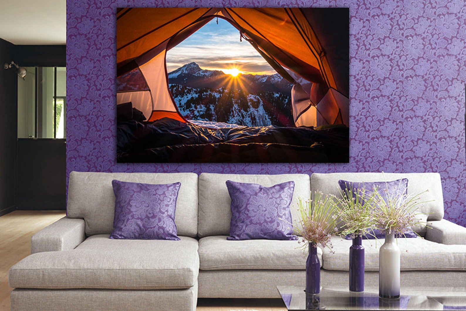 Camping Canvas Camping Wall Art Mountains Home Art Sunrise | Etsy