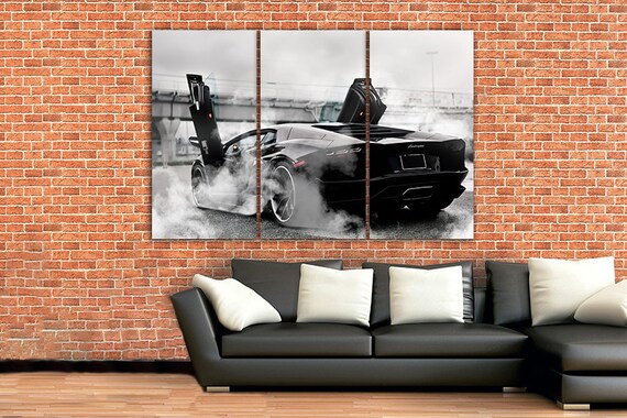 Lamborghini Aventador Black Car Canvas Automotive Décor Sport - Etsy