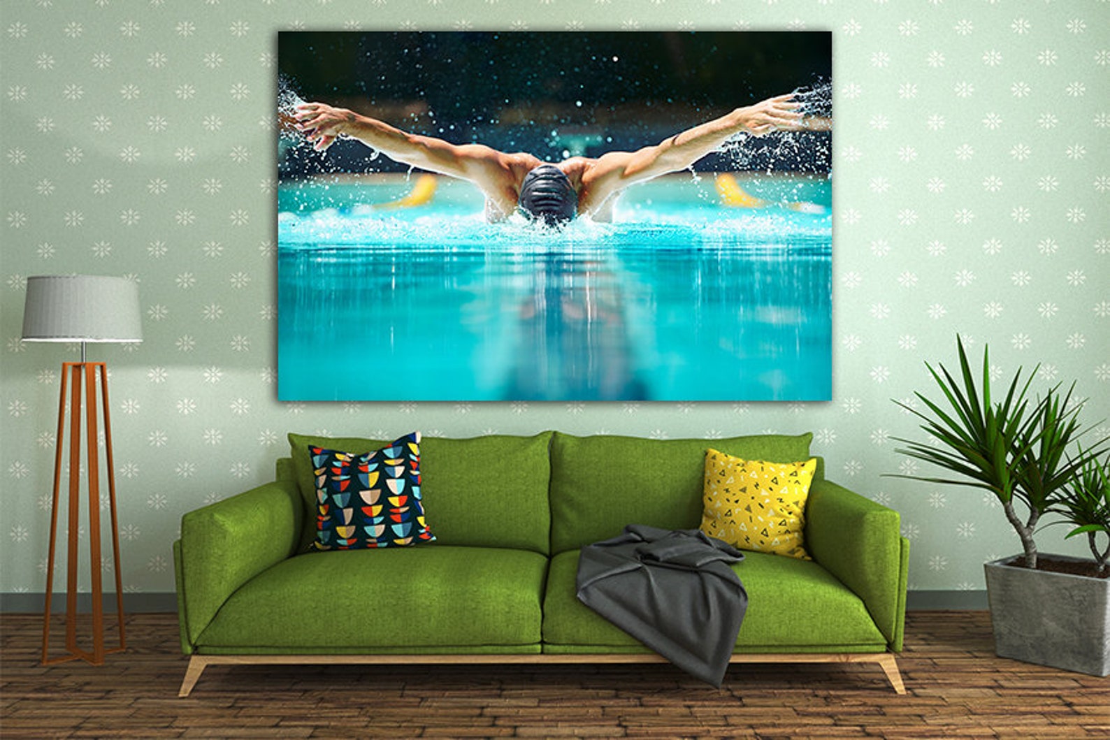 Swimming Canvas Swimming Print Sport Decor Swimmer Print | Etsy