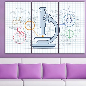 Microscope Canvas Science Wall Decor Biology Print Microscope Art Virus ...