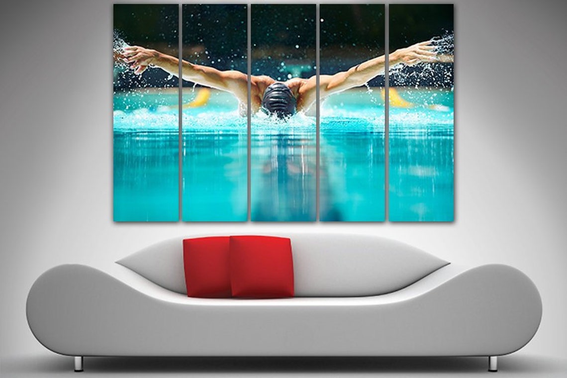 Swimming Canvas Swimming Print Sport Decor Swimmer Print | Etsy
