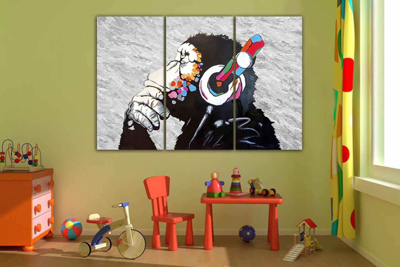 Monkey Canvas Set Gallery Canvas Art Artist Wall Print Street - Etsy