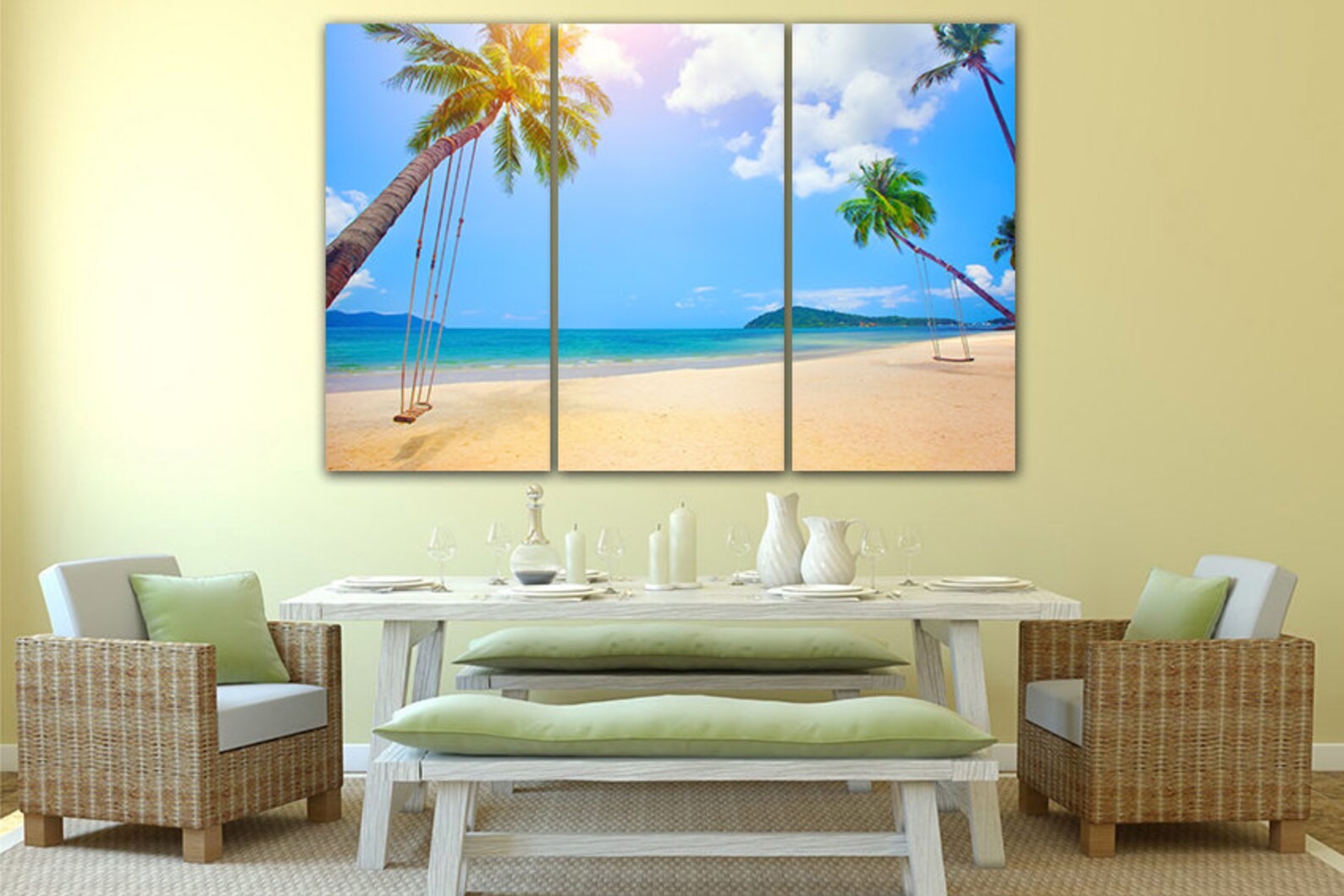 Ocean Canvas Beach Wall Art Beach Photo Palm Trees Print Trees - Etsy