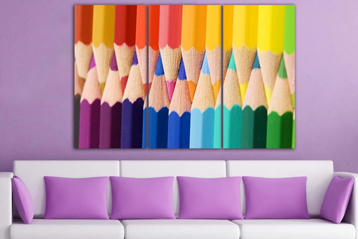 Pencil Canvas Color Pencil Decor Pencil Wall Art Rainbow - Etsy
