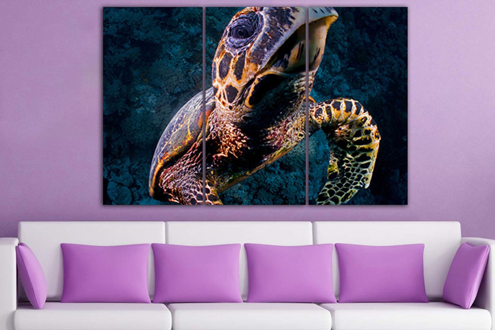 Turtle Art Print Split Canvas Turtle Canvas Set Turtle Wall - Etsy