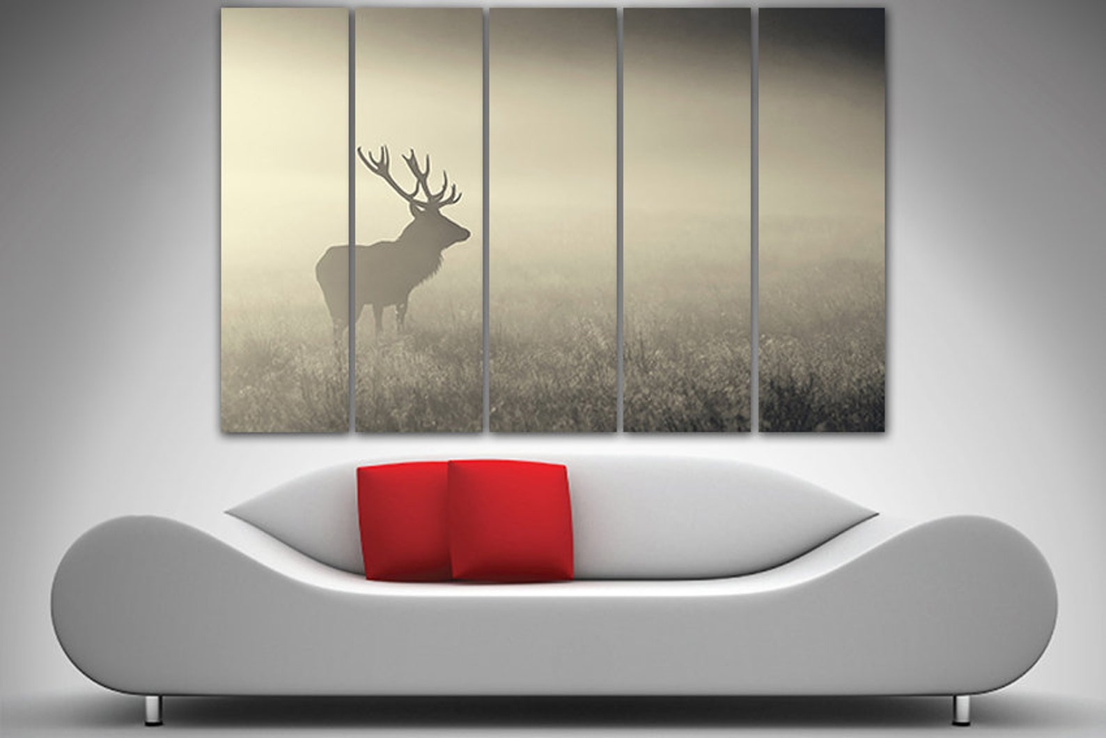 Deer Canvas Stag Deer Decor Animal Decor Sunset Landscape Deer - Etsy