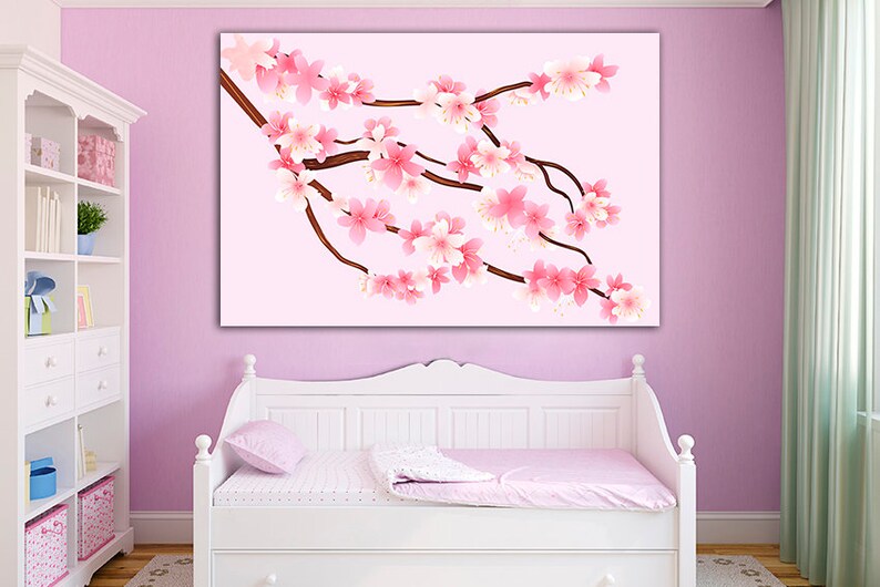 Sakura Canvas Flower Wall Decor Cherry Blossom Art Floral - Etsy