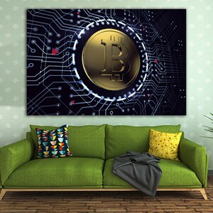 Bitcoin Print Bitcoin Canvas Finance Art Cryptocurrency Bitcoin Wall ...