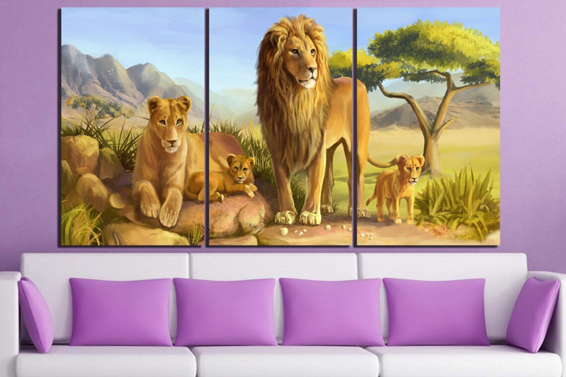 Lion Canvas Lion Print Lion Wall Art Nursery Decor Kid Wall - Etsy