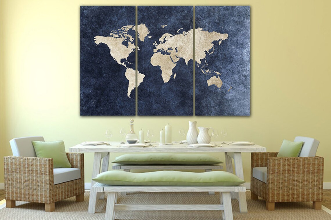 World Map Canvas Push Pin World Map World Map Canvas Set Map - Etsy