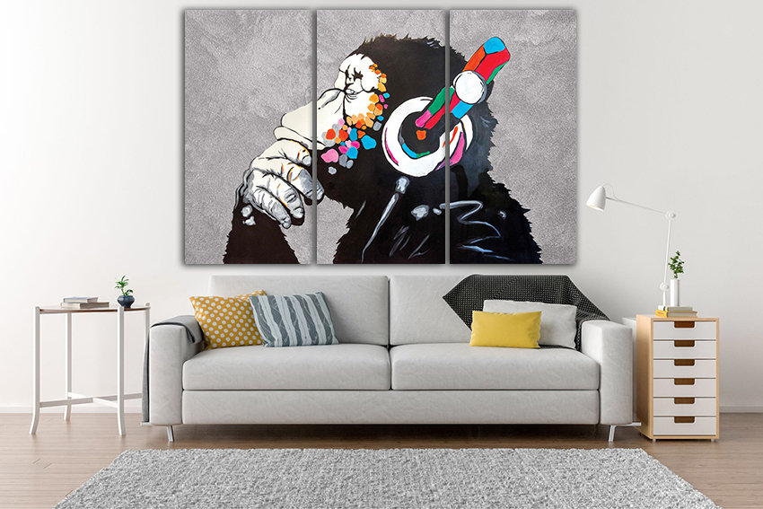 Monkey Canvas Music Canvas Print Street Art Decor Graffiti - Etsy