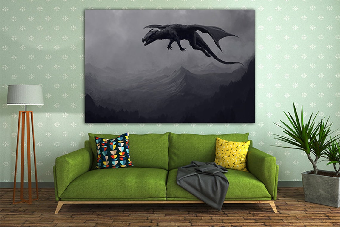 Dragon Print Dragon Canvas Dragon Poster Nursery Decor Dragon | Etsy