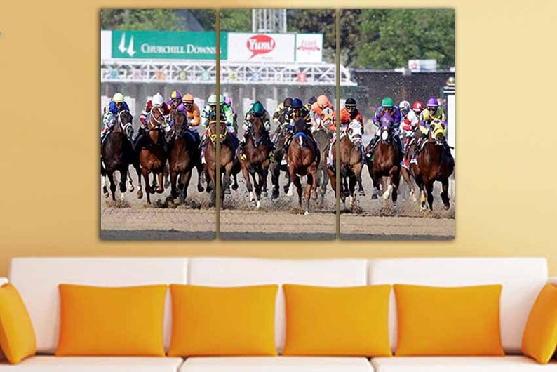 Horse Racing Large Canvas Set Sport Décor Equestrian Wall Art - Etsy