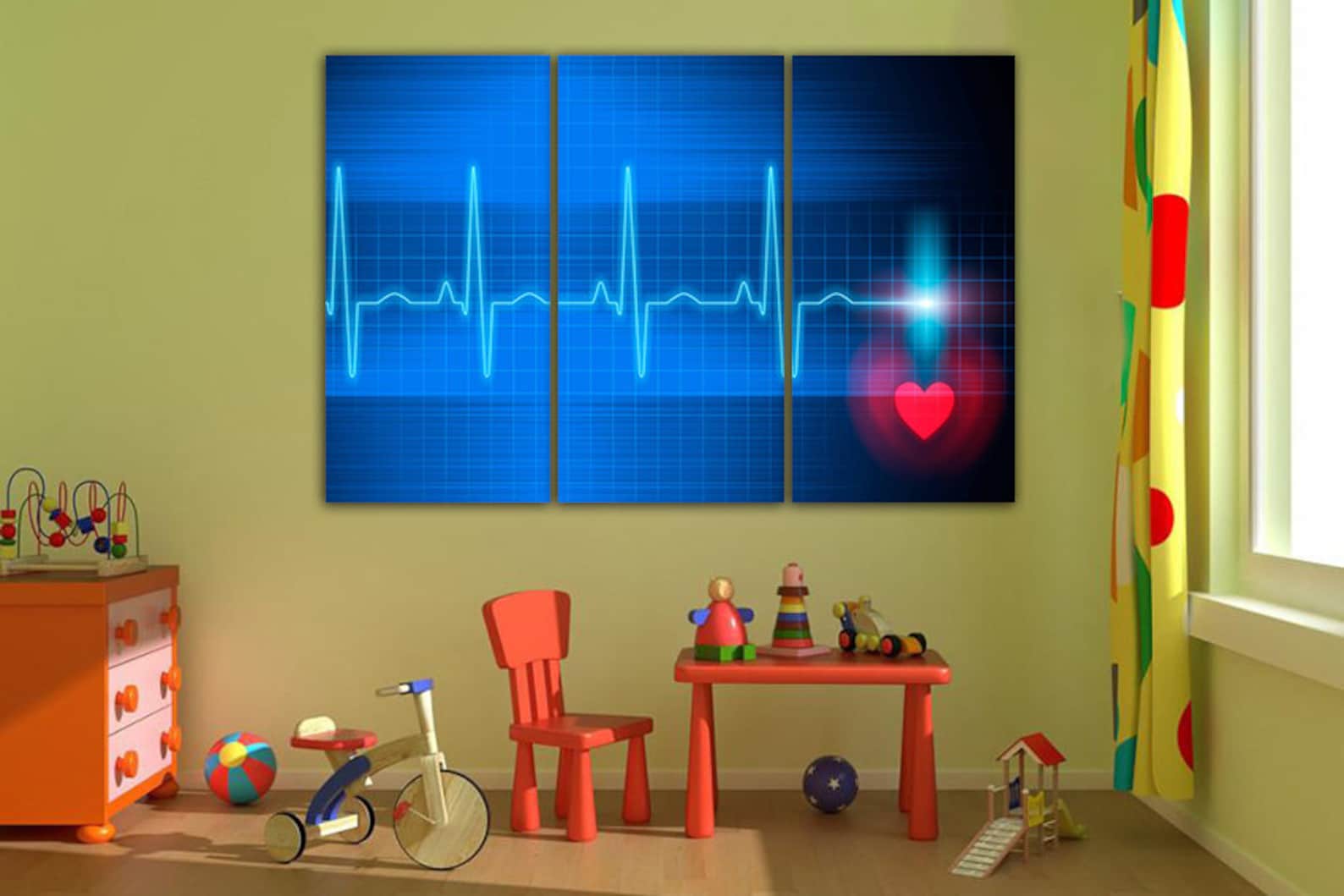 Cardiogram Heart Wall Art Canvas Science Decor Pulse Medical - Etsy