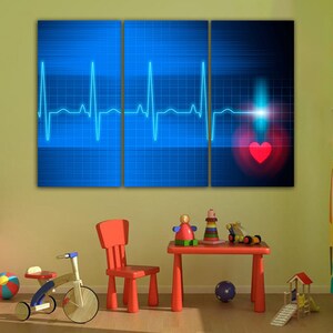 Cardiogram Heart Wall Art Canvas Science Decor Pulse Medical Anatomy ...