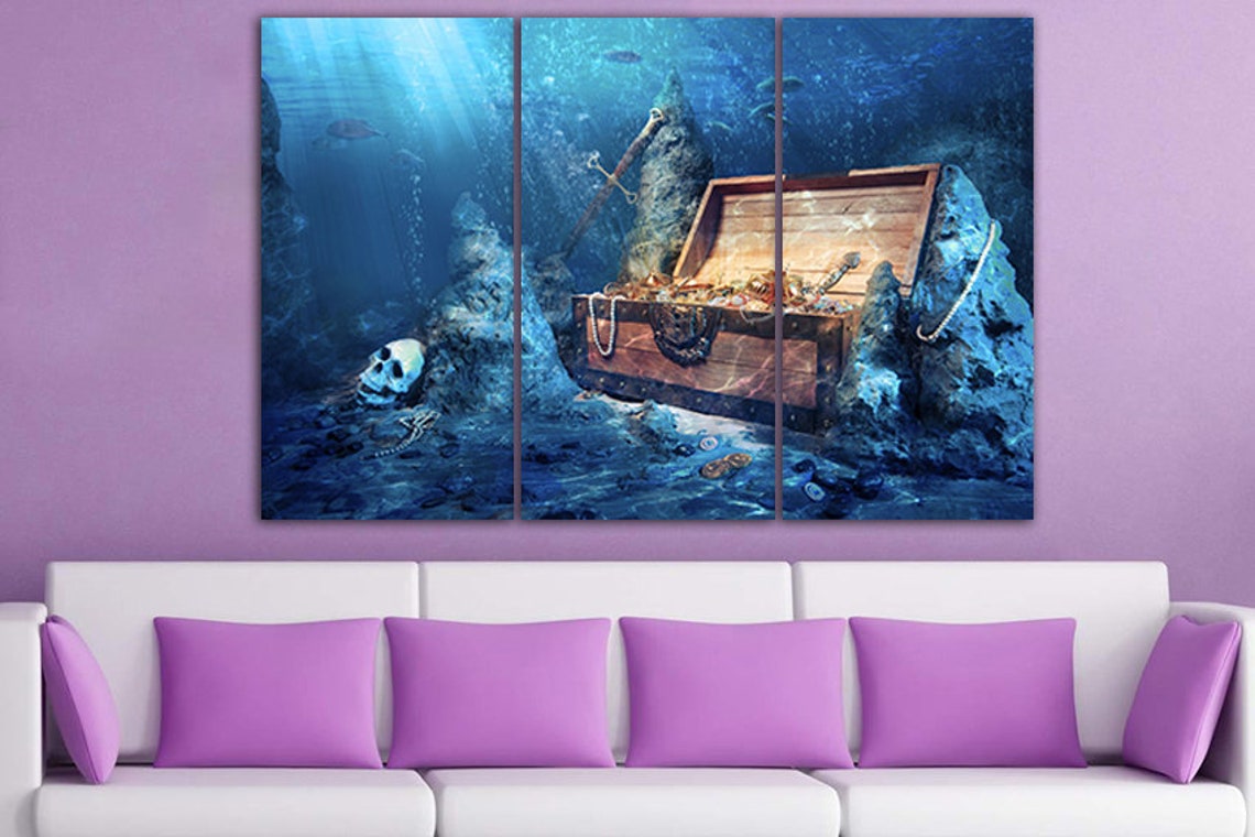 Treasure Chest Ocean Treasure Print Treasure Canvas Nursery | Etsy