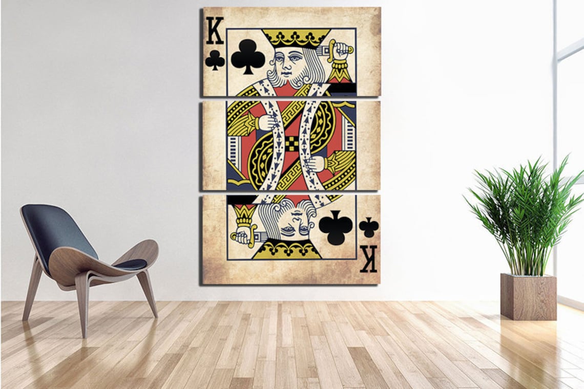 King canvas Playing card print King wall décor Game room décor | Etsy