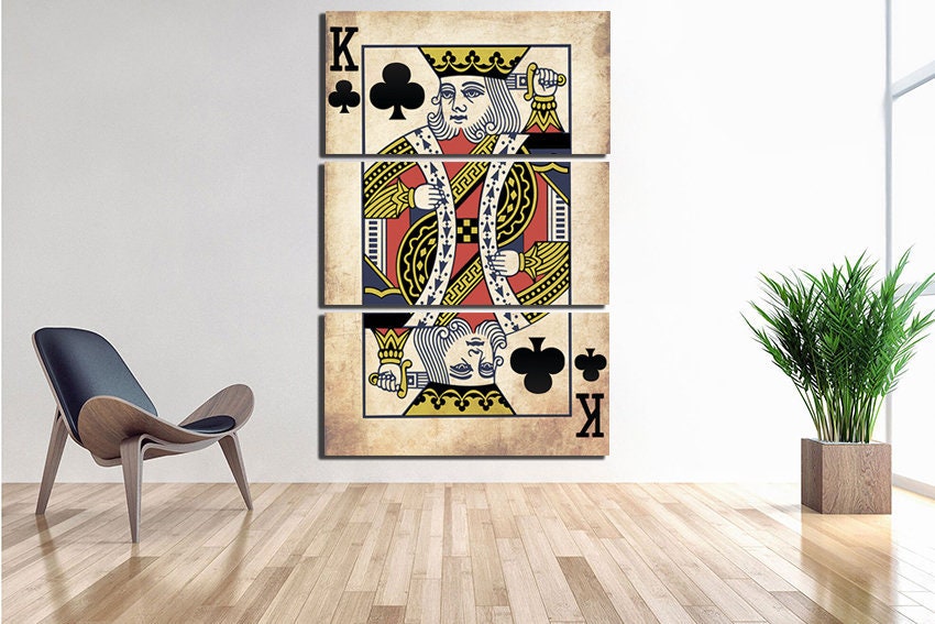 King canvas Playing card print King wall décor Game room décor | Etsy