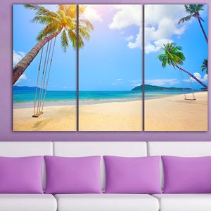 Ocean Canvas Beach Wall Art Beach Photo Palm Trees Print Trees Poster ...