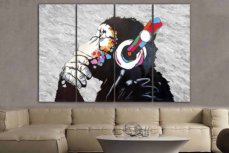 Monkey Canvas Set Gallery Canvas Art Artist Wall Print Street | Etsy