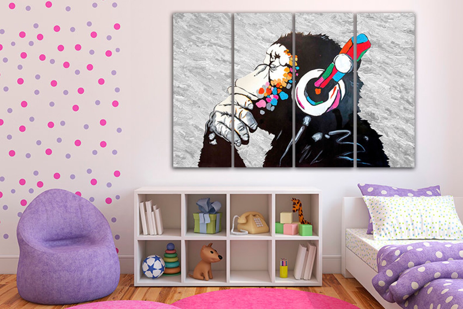 Monkey Canvas Set Gallery Canvas Art Artist Wall Print Street - Etsy