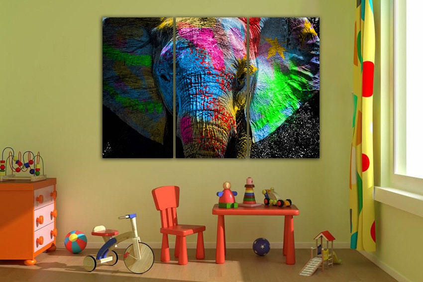 Elephant painting Elephant canvas Watercolor elephant Animal | Etsy