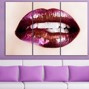 Lips Canvas Large Canvas Set Lips Wall Decor Lips Print Red Lips Wall ...