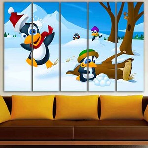 Penguins Print Penguin Canvas Arctic Penguin Nursery Decor Animal Wall ...