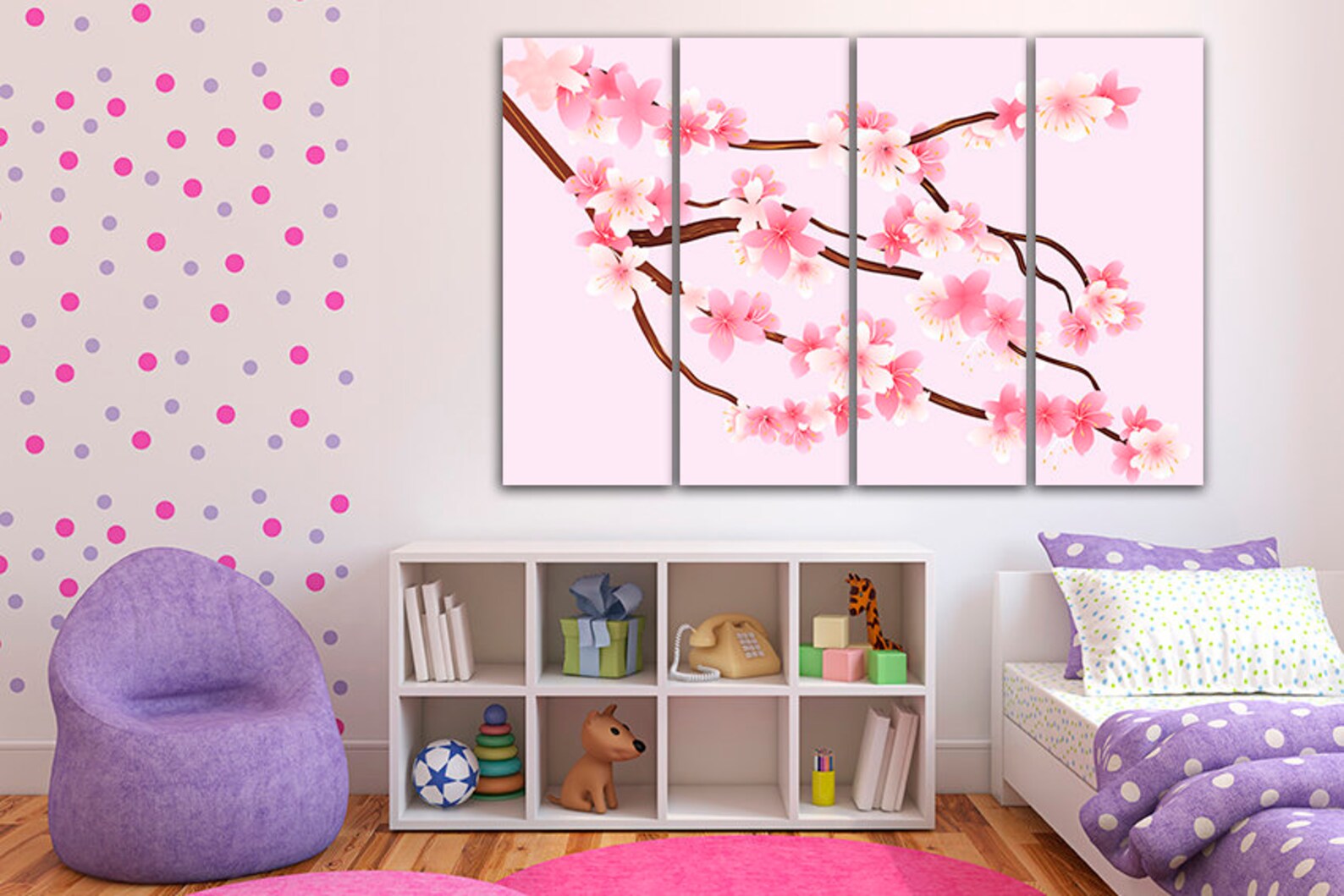 Sakura Canvas Flower Wall Decor Cherry Blossom Art Floral - Etsy