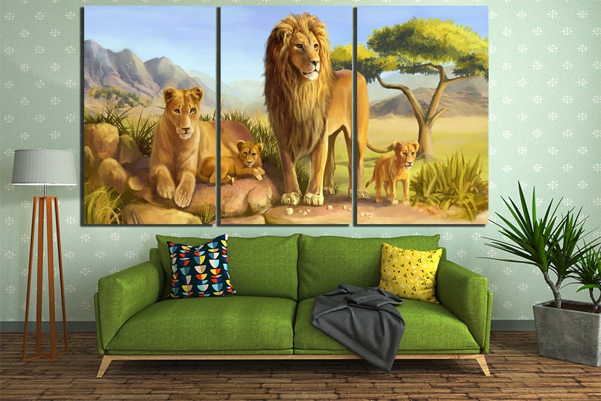 Lion Canvas Lion Print Lion Wall Art Nursery Decor Kid Wall - Etsy