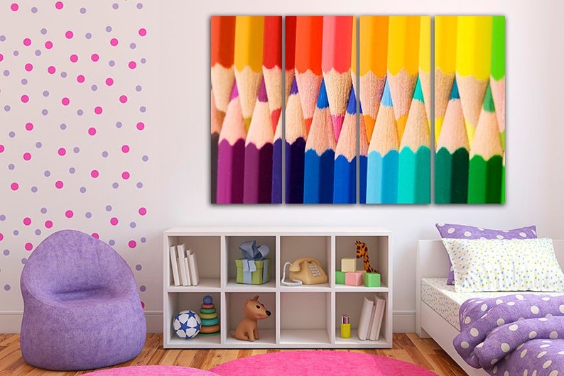 Pencil Canvas Color Pencil Decor Pencil Wall Art Rainbow | Etsy